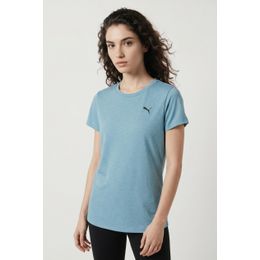 Trainingsshirt Puma "W TAD ESSENTIAL HEATHER TEE", Damen, Gr. XL, baltic sea blau heather, Jersey, Obermaterial: 100% Polyester, regular fit normal, Rundhals, Shirts, gerade Schnittform, kurze &Auml;rmel, Trainings-T-Shirt