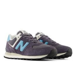 Sneaker New Balance "574", Damen, Gr. 37,5, schwarzer coastal blau, Leder, Synthetik, Textil, Schuhe Sneaker, mit Gummilaufsohle
