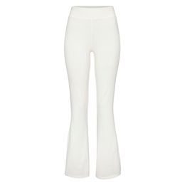 Sporthose BENCH. LOUNGEWEAR, Damen, Gr. 32/34, N-Gr, wollwei&szlig;, Jersey, Obermaterial: 95% Baumwolle, 5% Elasthan, unifarben, lang, Hosen Sporthose, mit Schlag