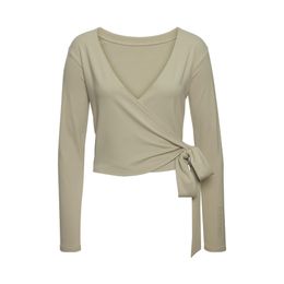 Wickelshirt ELBSAND, Damen, Gr. L, pastellgr&uuml;n, Obermaterial: 73% Polyamid, 27% Elasthan, unifarben, figurumspielend, tiefer V-Ausschnitt, eingesetzt, Shirts, mit Markenlogo