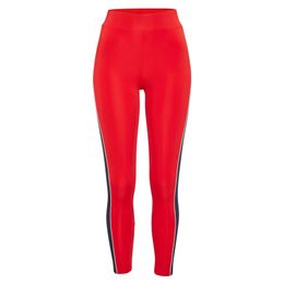 H.I.S. Funktionsleggings H.I.S, Damen, Gr. L, N-Gr, rot, Obermaterial: 90% Polyester, 10% Elasthan, unifarben mit Farbeinsatz, eng, Hosen, mit Seitentapes