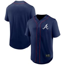 Baseballtrikot Fanatics "Fanatics Trikot Atlanta Braves Core Foundation", Damen, Gr. L, blau, 100% Polyester, Trikots Baseballtrikot