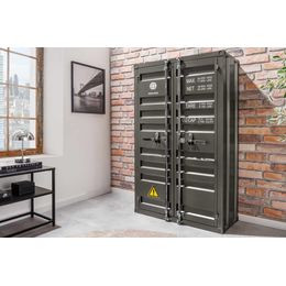 Riess Ambiente Container-Schrank GLOBETROTTER 140cm anthrazit Metall Aktenschrank Highboard Riess-Ambiente Industrie & Loft Modern