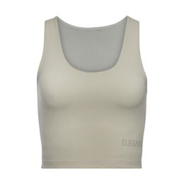 Crop-Top ELBSAND, Damen, Gr. L, beige (pastellgr&uuml;n), Obermaterial: 73% Polyamid, 27% Elasthan. Futter: 100% Polyester, unifarben, figurbetont, tiefer Rundhals, Tops, mit Markenlogo