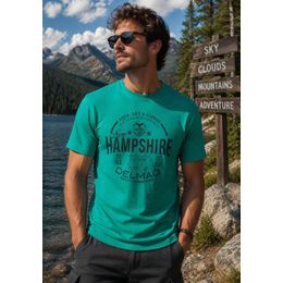 T-Shirt DELMAO, Herren, Gr. L (52/54), gr&uuml;n, Single Jersey, Obermaterial: 100% Baumwolle, bedruckt, normal, Rundhals, Shirts T-Shirt, Kurzarm, l&auml;ssige Passform, mit peppigem Print, aus Baumwolle