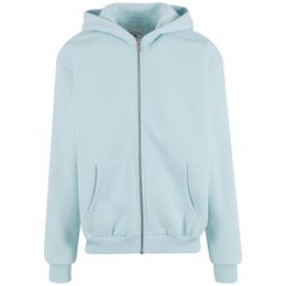 Kapuzenpullover Karl Kani "Karl Kani Karl Kani Small Signature Essential OS Zip Hoodie", Herren, Gr. L, blau (light blau), 65% Baumwolle, 35% Polyester, mehrfarbig, oversize, ohne Ausschnitt, Pullover Kapuzenpullover