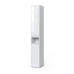 VICCO Badschrank, Wei&szlig; Hochglanz, Holzwerkstoff, 6 F&auml;cher, Rechteckig, 30.2x191.5x30 cm, Badezimmer, Badezimmerschr&auml;nke, Hochschr&auml;nke