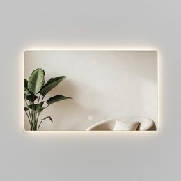 Emke Badspiegel, Transparent, Glas, Rechteckig, 100x60x3 cm, Badezimmer, Badezimmerspiegel, Badspiegel