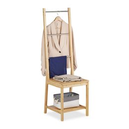 Relaxdays Herrendiener, Hellbraun, Holz, Metall, 40x133x42 cm, Schlafzimmer, Herrendiener
