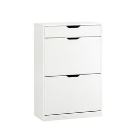 sobuy Schuhschrank, Wei&szlig;, Holzwerkstoff, 60x90x30 cm, Garderobe, Schuhaufbewahrung, Schuhkipper