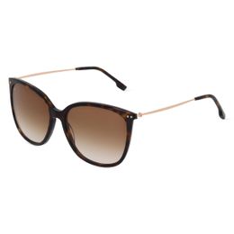 Rodenstock 3343 | Damen-Sonnenbrille | Fassung: Vollrand, Butterfly, Kunststoff, Havanna Gl&auml;nzend | Glasfarbe: Braun Verlaufend