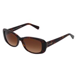 Coach HC8168 | Damen-Sonnenbrille | Fassung: Vollrand, Quadratisch, Acetat, Gr&uuml;n Dunkel | Glasfarbe: Braun Verlaufend