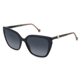 Carolina Herrera HER 0385/S | Damen-Sonnenbrille | Fassung: Vollrand, Cat Eye, Acetat, Schwarz | Glasfarbe: Grau