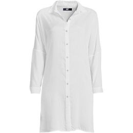 LANDS' END Strand-Hemdblusenkleid oversize, Damen,  Wei&szlig;, Baumwolle Modal, by Lands' End