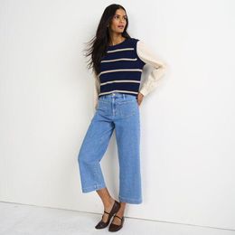 LANDS' END Soft Denim 7/8-Hose mit weitem Bein, Damen,  Blau, Baumwolle/Elasthan, by Lands' End