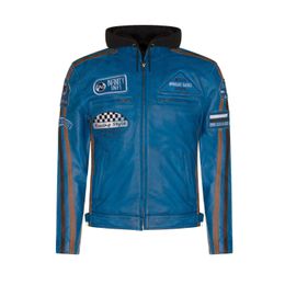 Herren Racing Bikerjacke aus Leder mit Kapuze &ndash; Detroit