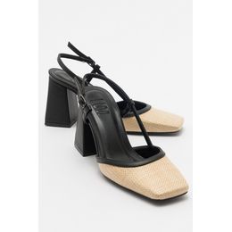 Rivie Raffia Blockabsatz-Pumps mit eckiger Zehenpartie (Damen)