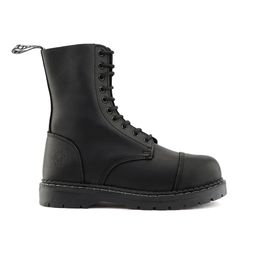 Grinders Unisex-Schn&uuml;rstiefel aus schwarzem Leder mit Stahlkappe &ndash; Stag ACS