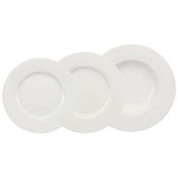 Villeroy & Boch Tafelservice VILLEROY & BOCH "Wonderful World White", wei&szlig;, 12 Stk., Fine China-Porzellan, Geschirr-Sets, Tafelservice, Teller Set, Made in Germany, Fine China Porzellan