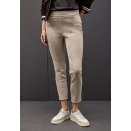 Stoffhose Street One "Style Hope", Damen, Gr. 44, L&auml;nge 28, beige (schwarz morn beige), Web, Obermaterial: 90% Polyester, 10% Elasthan, unifarben, skinny fit lang, Hosen Stoffhose, mit elastischem Bund