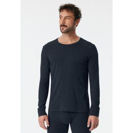 Langarmshirt Schiesser "Comfort Fit", Herren, Gr. 7, schwarz (804, nachtblau), Single Jersey, Obermaterial: 95% Baumwolle, 5% Elasthan, Basic h&uuml;ftlang, Rundhals, Shirts Langarmshirt, farblich abgesetzte N&auml;hte, lang&auml;rmelig