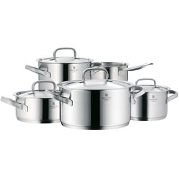 Topf-Set WMF "Gourmet Plus, Induktions T&ouml;pfe Set unbeschichtet mit Metalldeckel", silber (edelstahlfarben), T&ouml;pfe, Innenskalierung, sp&uuml;lmaschinengeeignet, f&uuml;r alle Herdarten geeignet