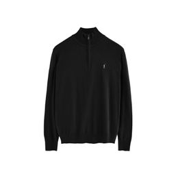 Pullover schwarz aus Wollgemisch mit halbem Rei&szlig;verschluss und gesticktem Rigby Go-Logo