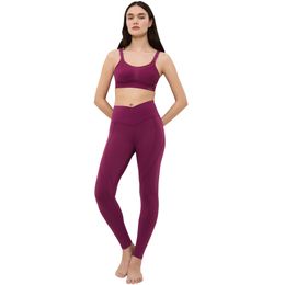 Sporthose triaction by Triumph "Cardio RTW High-Rise Leggings", Damen, Gr. L, N-Gr, lila (schwarz wine), Single Jersey, Obermaterial: 81% Polyamid, 19% Elasthan, eng 7/8-L&auml;nge, Hosen Sporthose, atmungsaktiv