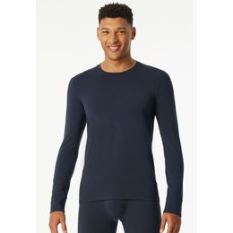 Langarmshirt Schiesser "Casual Warming", Herren, Gr. 5, 804, nachtblau, Obermaterial: 35% Viskose, 30% Baumwolle, 25% Polyacryl, 10% Elasthan, Basic h&uuml;ftbedeckend, Rundhals, Shirts Langarmshirt
