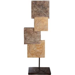 Dekoobjekt CASABLANCA BY GILDE "Skulptur quadratisch Esculpida naturfarben H. 69 cm", beige (naturfarben), B:25cm H:69cm T:11,5cm, Kunstharz, Dekofiguren