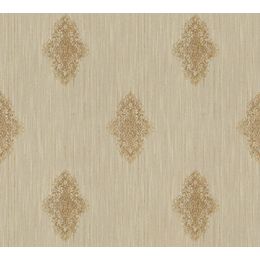 Textiltapete ARCHITECTS PAPER "Luxury wallpaper", braun (beige bronzefarben), B:0,53m L:10,05m, Viskose, Vlies, Tapeten, Textil Tapete Barock Metallic Effekt Tapeten Wohnzimmer Schlafzimmer