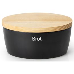 Brotkasten CONTINENTA, braun (schwarz, holzfarben), B:20cm H:14cm L:27cm, Holz, Keramik, Lebensmittelaufbewahrungsbeh&auml;lter, Brotkasten, Brottopf