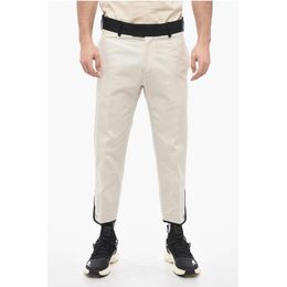 Neil Barrett Slim Fit-Hose TOM aus Baumwolltwill mit kontrastierendem Bund in Wei&szlig;