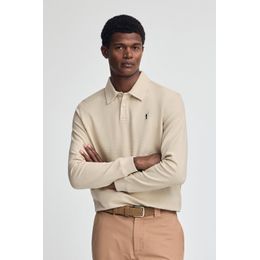 Poloshirt beige mit Mikrostruktur und gesticktem Rigby Go-Logo