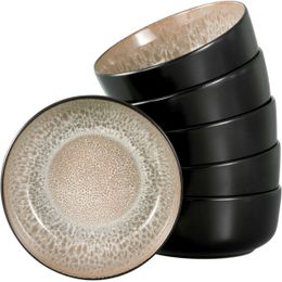 M&uuml;slischale OTTO HOME "modernes Sch&uuml;ssel-Set Novalee, Geschirr-Set, Bowl", beige (schwarz, beige), H:6cm &Oslash;:15cm, Steinzeug, Sch&uuml;sseln, M&uuml;slischale, hohe Haltbarkeit, sp&uuml;lmaschinen- & mikrowellengeeignet, Reaktivglasur