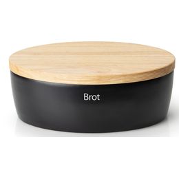 Brotkasten CONTINENTA, braun (schwarz, holzfarben), B:23cm H:14cm L:36cm, Holz, Keramik, Lebensmittelaufbewahrungsbeh&auml;lter, Brotkasten, Brottopf