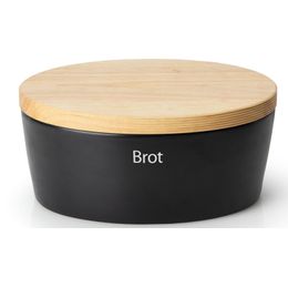 Brotkasten CONTINENTA, braun (schwarz, holzfarben), B:23cm H:14cm L:30cm, Holz, Keramik, Lebensmittelaufbewahrungsbeh&auml;lter, Brotkasten, Brottopf