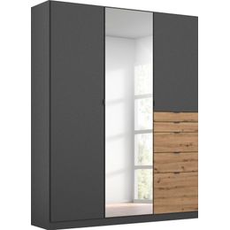 Dreht&uuml;renschrank Rauch "Kleiderschrank Schrank Garderobe W&auml;scheschrank Ankleide ONTARIO", grau (graumetallic, eiche artisan), B:136cm H:197cm T:54cm, Holzwerkstoff, Schr&auml;nke, Dreht&uuml;renschrank, mit 5 Schubladen in unterschiedlichen Gr&ouml;&szlig;en MADE IN GERMANY
