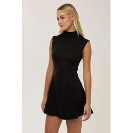 Hochgeschlossenes schwarzes Mini-Kleid