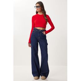 Hoch geschnittene Baggy-Fit weit geschnittene Jeans