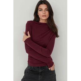 Bootsausschnitt-Bluse mit Raffung