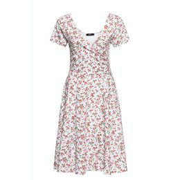 Queen Kerosin Damen Swing Kleid in Wickel-Optik wei&szlig;