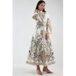 Maxikleid mit Paisleydruck und Mandarin-Kragen