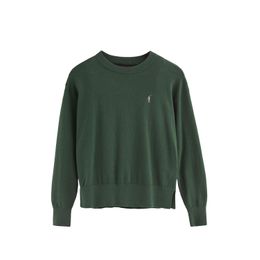 Pullover schlammgr&uuml;n mit Rundhalskragen aus Wollgemisch mit gesticktem Rigby Go-Logo