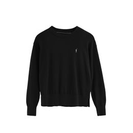 Pullover schwarz mit Rundhalskragen aus Wollgemisch mit gesticktem Rigby Go-Logo