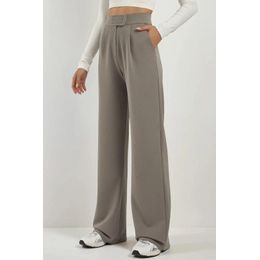 Hochtaillierte elastische Crepe Palazzo-Hose