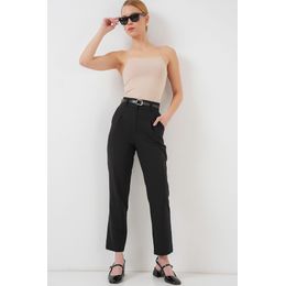Regular Fit gerade geschnittene Hose mit Rei&szlig;verschlussverschluss