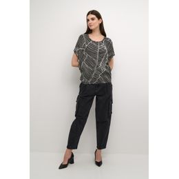 Kaffe &Auml;rmellose Bluse Loose fit Black/Turtledove Leaf Print black white
