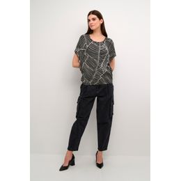Kaffe &Auml;rmellose Bluse Loose fit Black/Turtledove Leaf Print black white