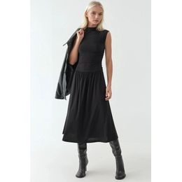 Komfort Fit Midi-Kleid mit Rundhalsausschnitt